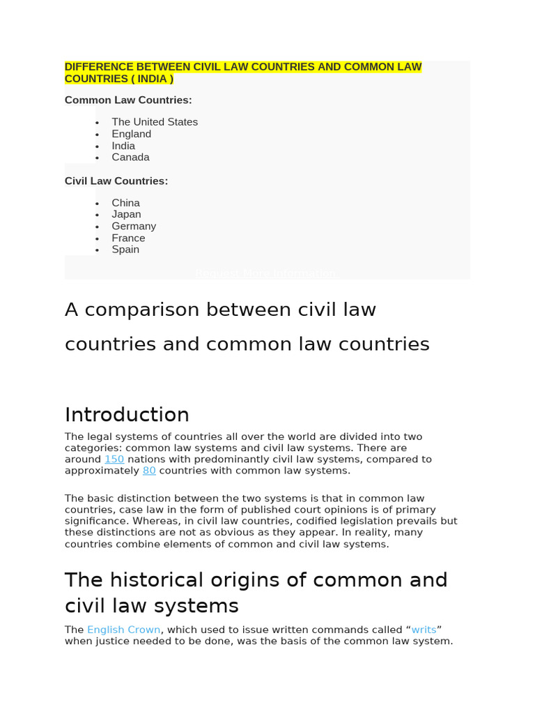 Civil vs. Common Law Systems Explained | PDF | Common Law | Civil Law ...