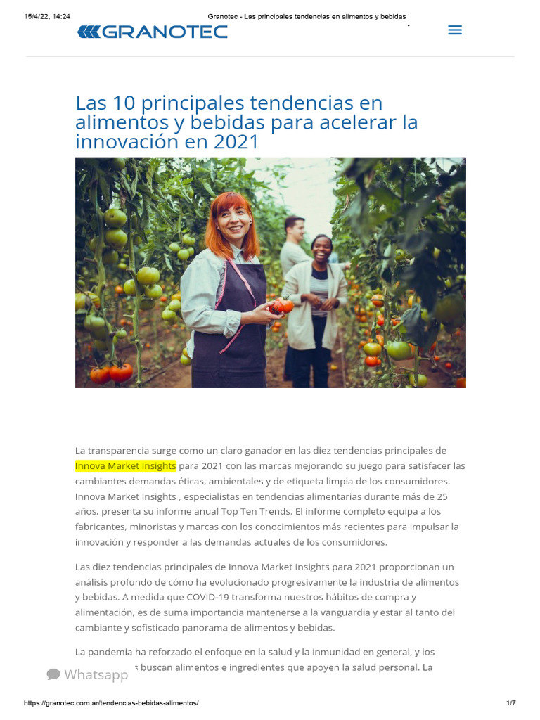 GRANOTEX - Las Principales Tendencias en Alimentos y Bebidas. | PDF ...