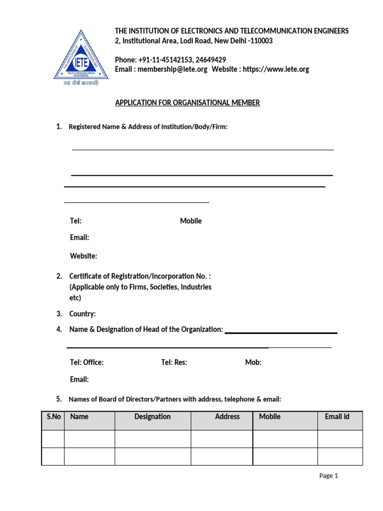 Org Form | PDF