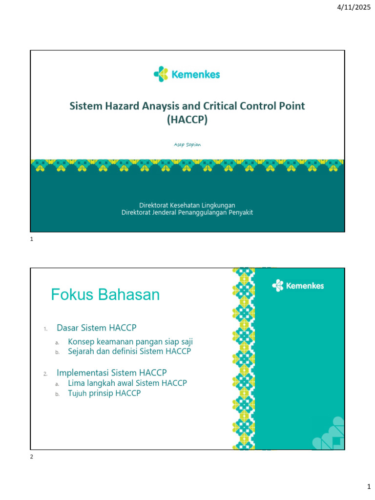 Fokus Bahasan: Sistem Hazard Anaysis and Critical Control Point (Haccp ...