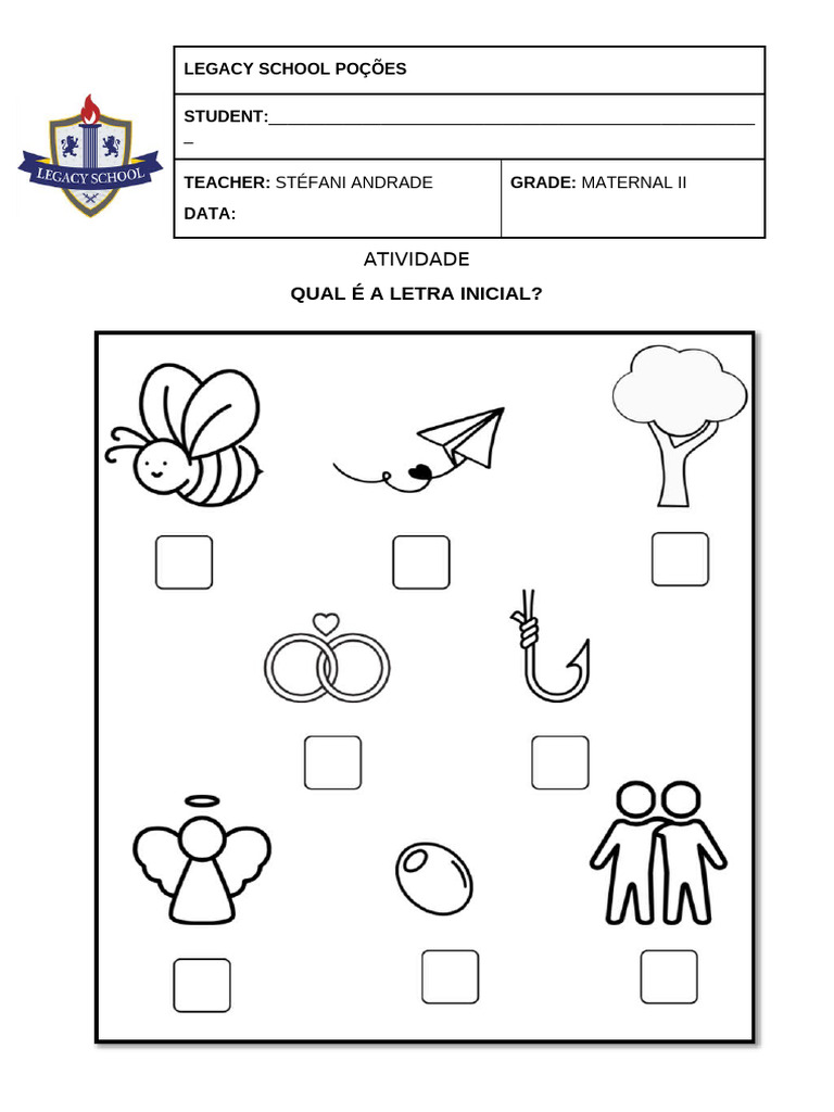 Atividade de Letras: Inicial Maternal II | PDF