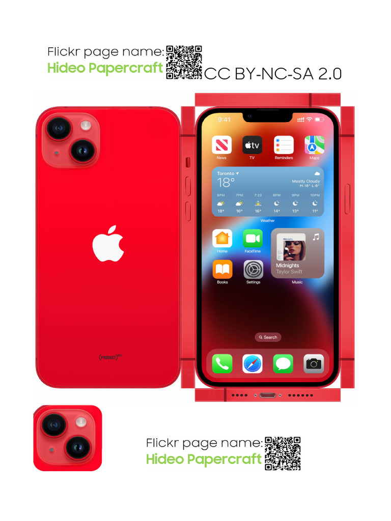 Iphone 14 Plus Red (Papercraft) | PDF