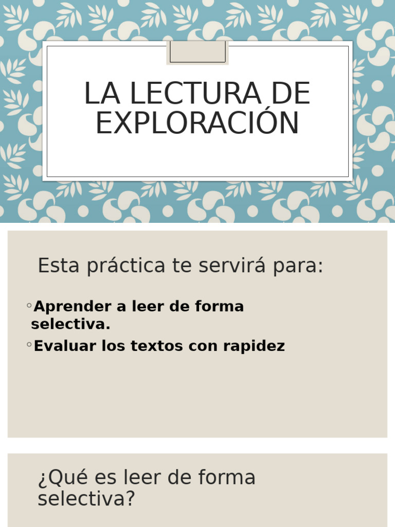 Lectura de Exploración | PDF | Información