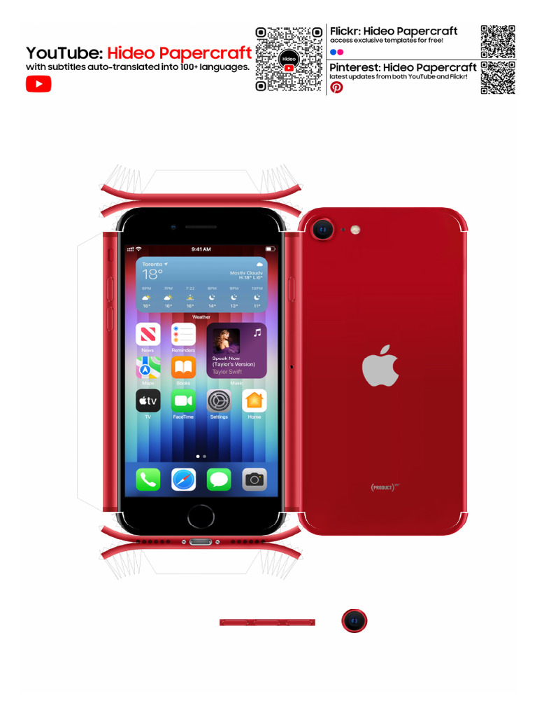 Iphone SE Red (2025 Re-Mastered) (Papercraft) | PDF