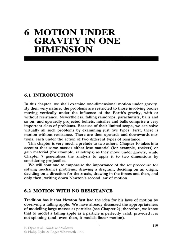 6 Motion Under Gravity in One Dimension: P. Dyke Et Al., Guide To ...