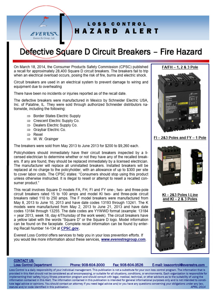 Square D Circuit Breaker Recall Alert | PDF | Electrician | Safety