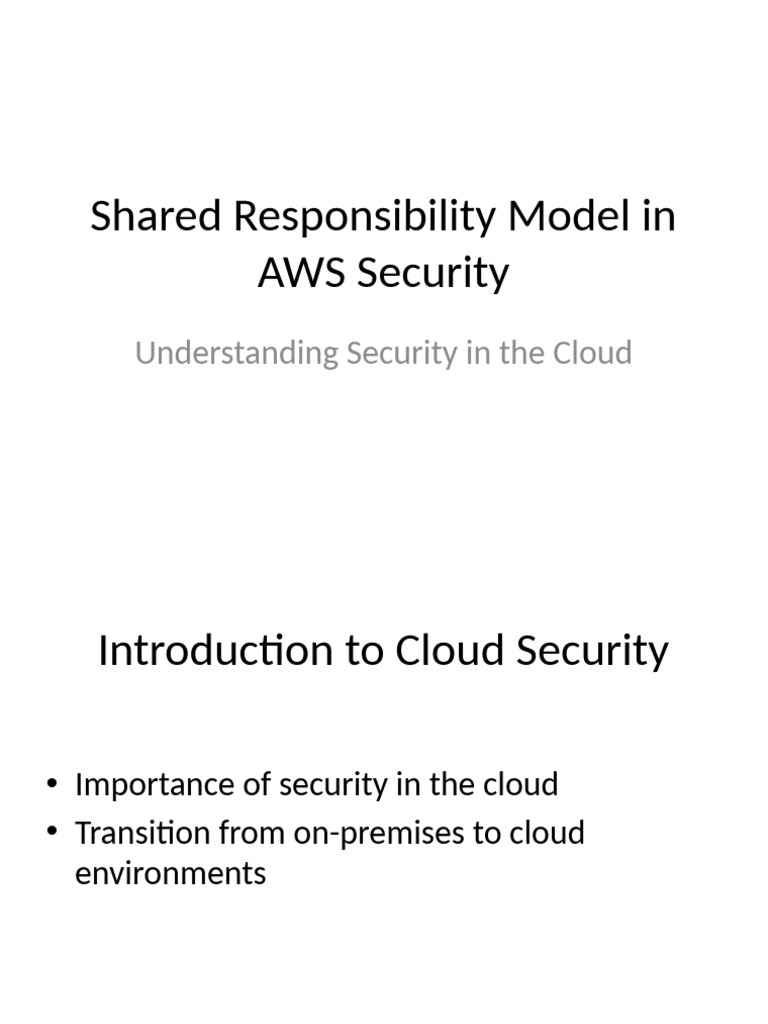 AWS Shared Responsibility Model Overview | PDF