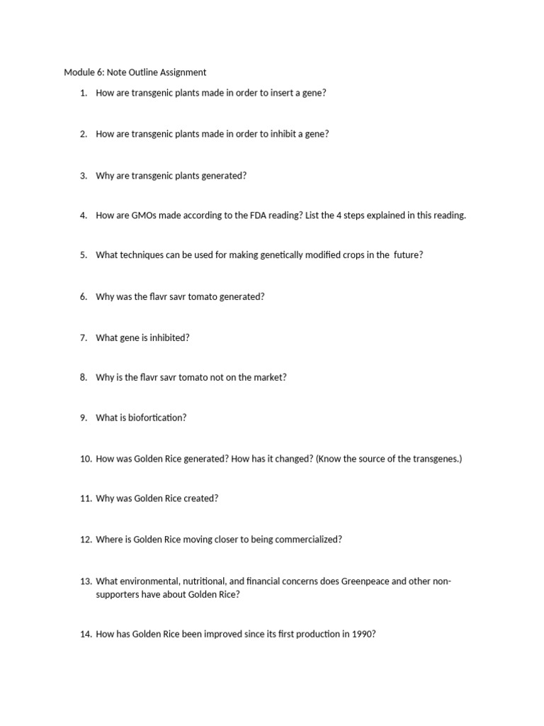 Module 6 Note Outline Assignment-1 | PDF