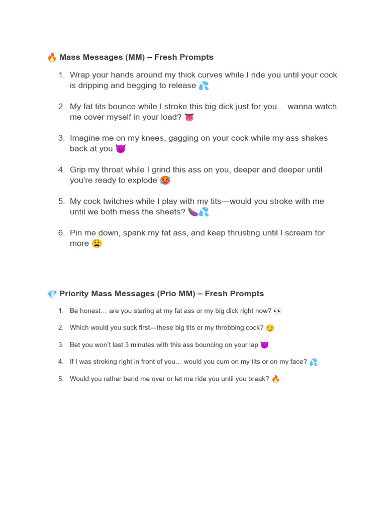 OnlyFans Mass Message Ideas | PDF