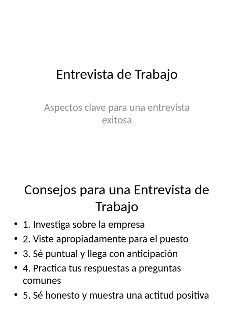 Consejos para Entrevistas de Trabajo | PDF