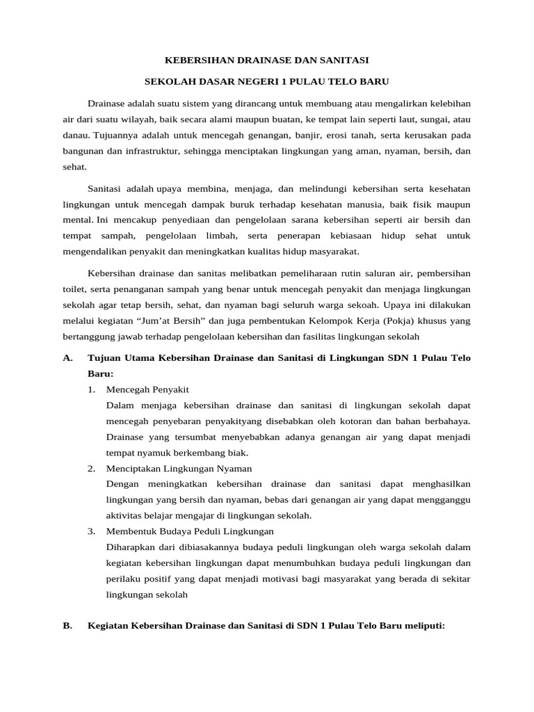Kebersihan Drainase Dan Sanitasi | PDF