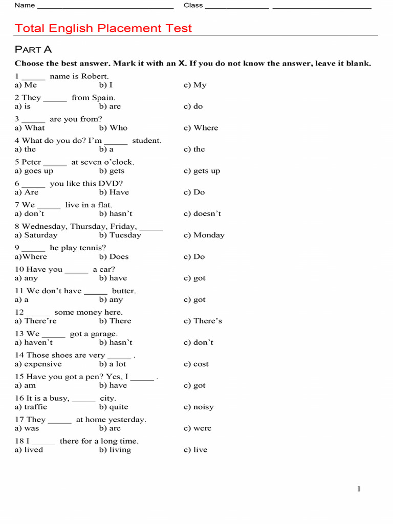 Placement Test | PDF