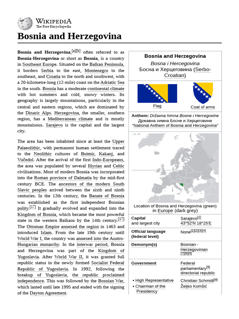 Bosnia and Herzegovina | PDF | Bosnia And Herzegovina | Socialist ...