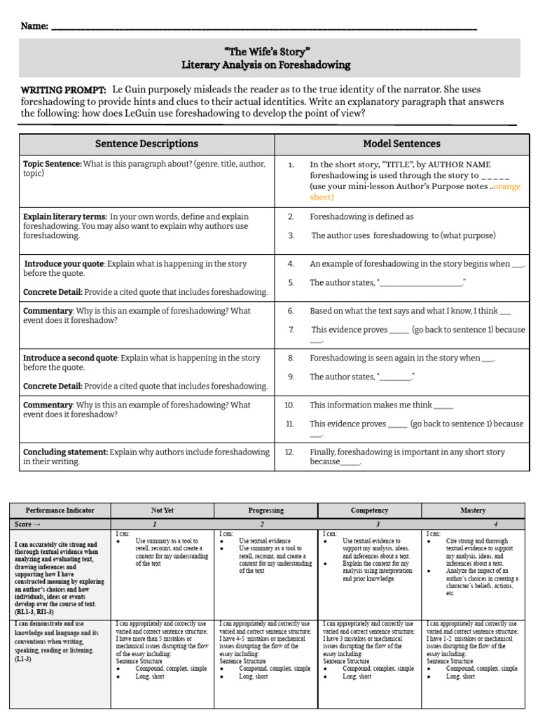 3a. Foreshadowing Literary Analysis | PDF | Evidence
