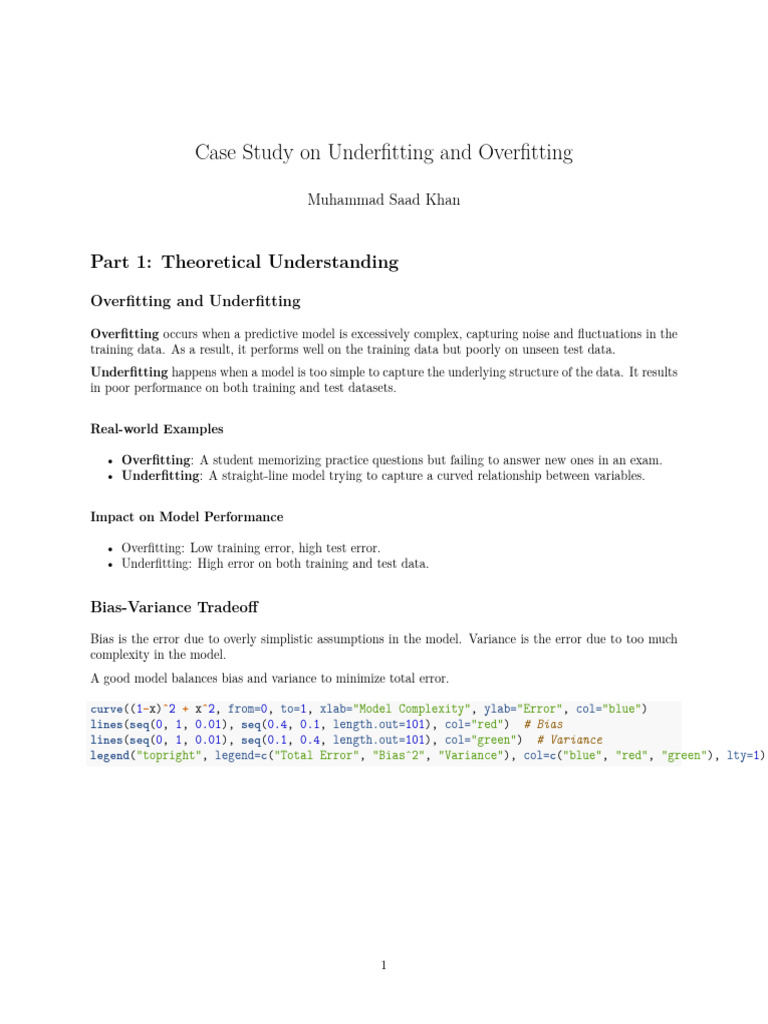 Case Study Underfitting Overfitting | PDF | Estimation Theory | Learning