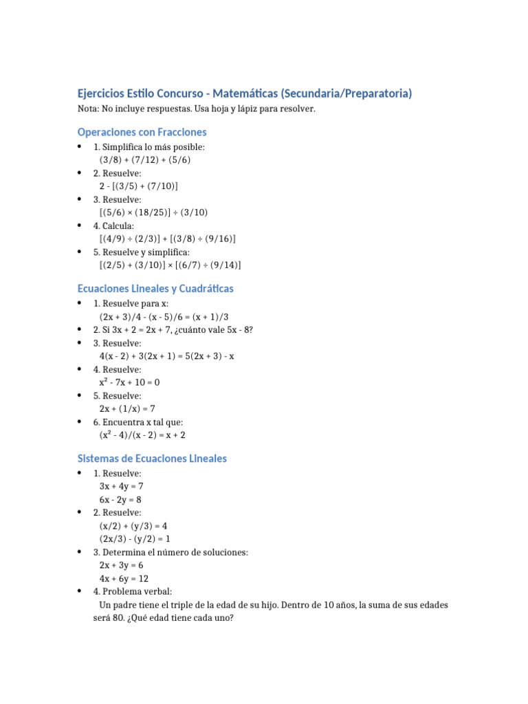 Ejercicios Concurso Matematicas | PDF