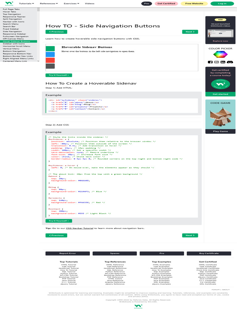 How To Create A Hoverable Side Navigation | PDF | Bootstrap (Front End Framework) | World Wide Web