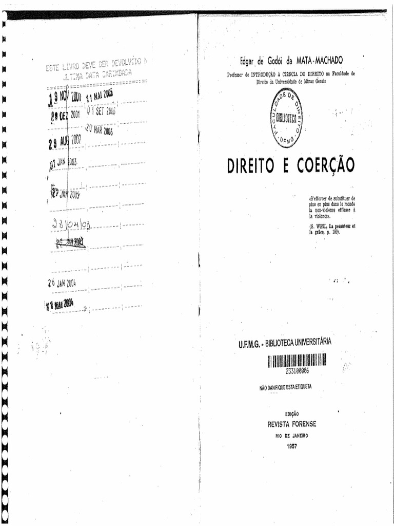 Direito e Coerção - Edgar de Godói Da Mata Machado - 1, 1957 - Revista ...