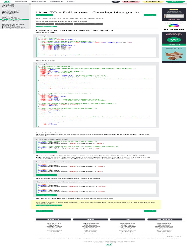 How To Create A Full Screen Overlay Navigation | PDF | Bootstrap (Front End Framework) | J Query
