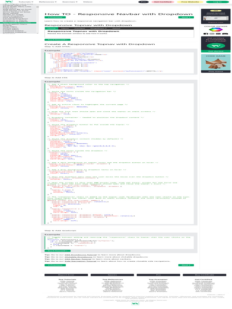 How to Create a Responsive Navbar With Dropdown | PDF | Bootstrap (Front End Framework) | J Query
