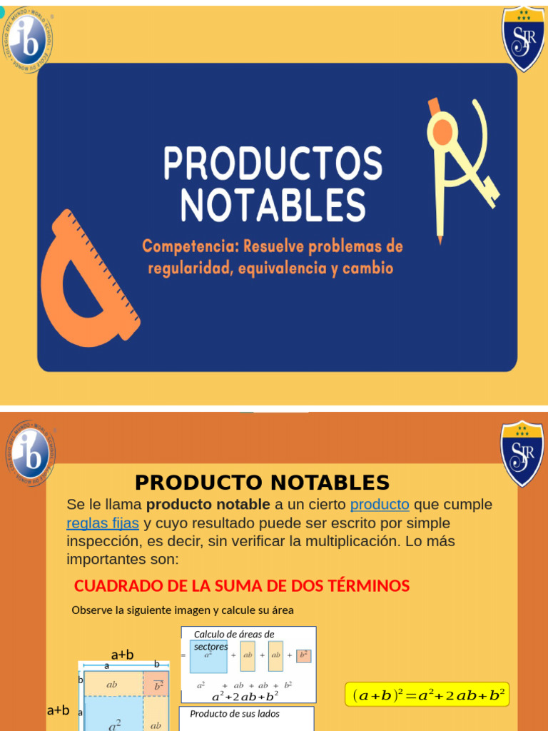 Productos Notables y sus Aplicaciones | PDF | Matemáticas | Matemática ...