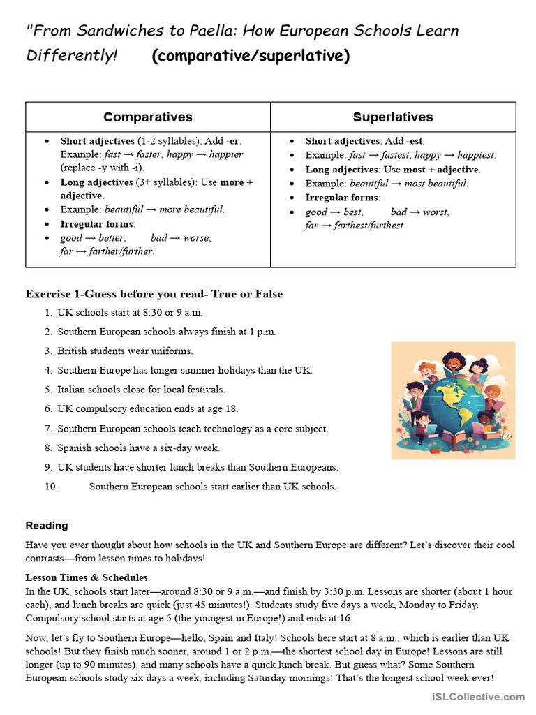 From Sandwiches To Paella - How European Schools Learn Differently ...