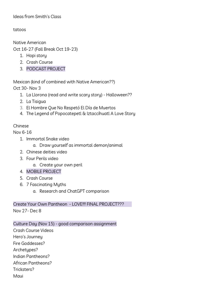 Ideas From Smith's Class | PDF | Oral Tradition | Traditional Stories