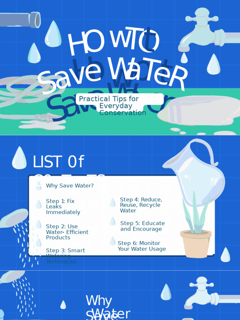 Blue and Green Illustrative How To Save Water Presentation | PDF ...