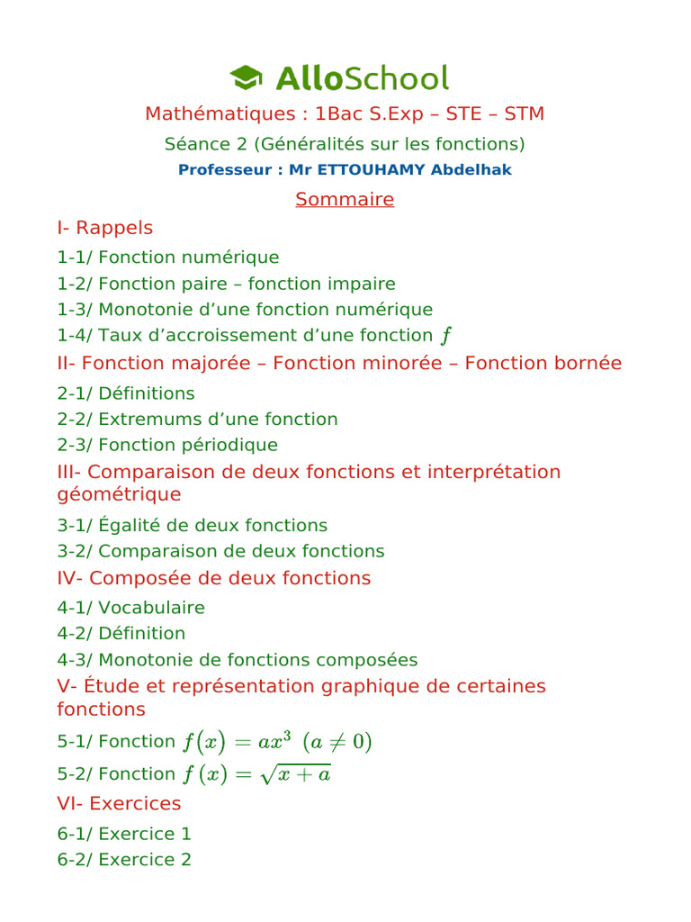 Seance 2 Generalites Sur Les Fonctions 4 | PDF | Fonction monotone ...