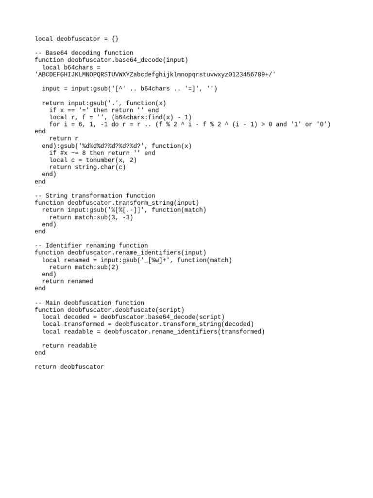 Deobfuscate Lua | PDF