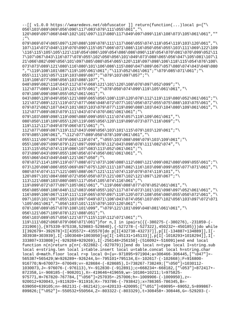 Obfuscated Script 1754491379931.lua | PDF