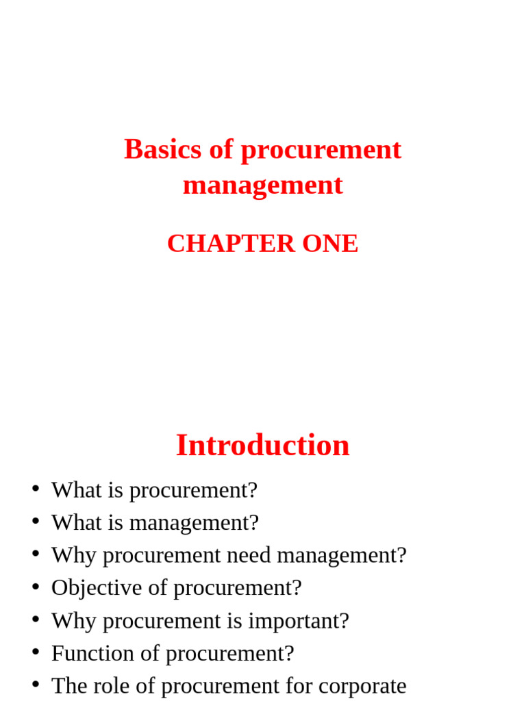 Basics of Procurement | PDF | Procurement | Prices