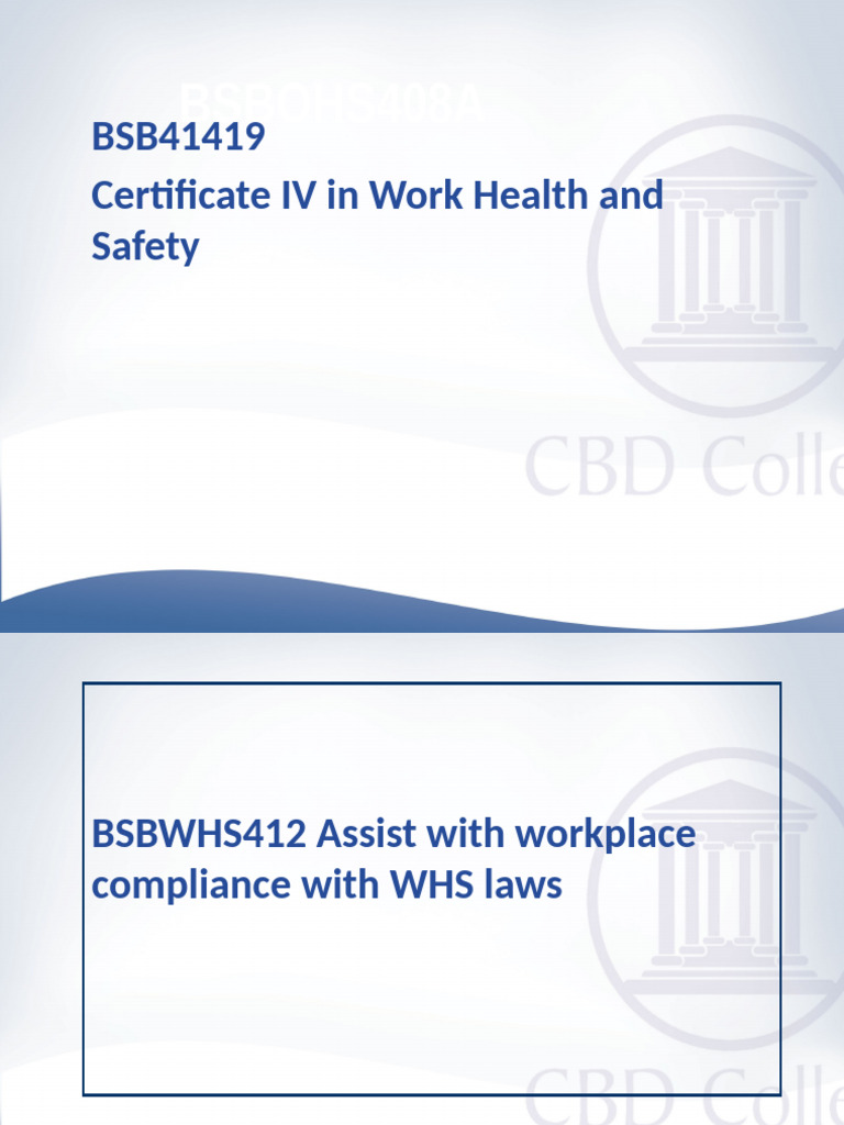 Cert IV WHS Part 1 Law and Statistics | PDF | Occupational Safety And Health | Dangerous Goods