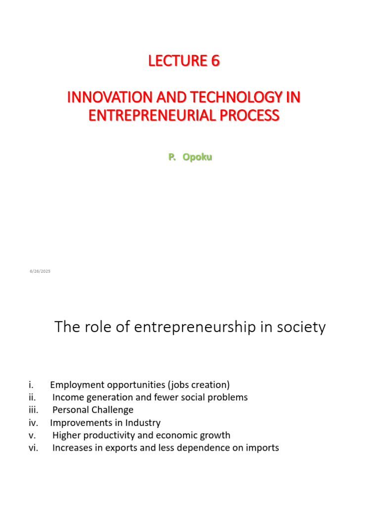 Innovation in Entrepreneurial Processes | PDF | Intellectual Property ...