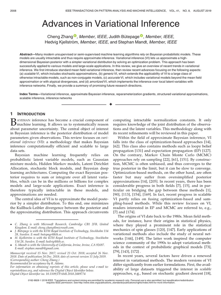 Advances in Variational Inference | PDF | Bayesian Inference ...