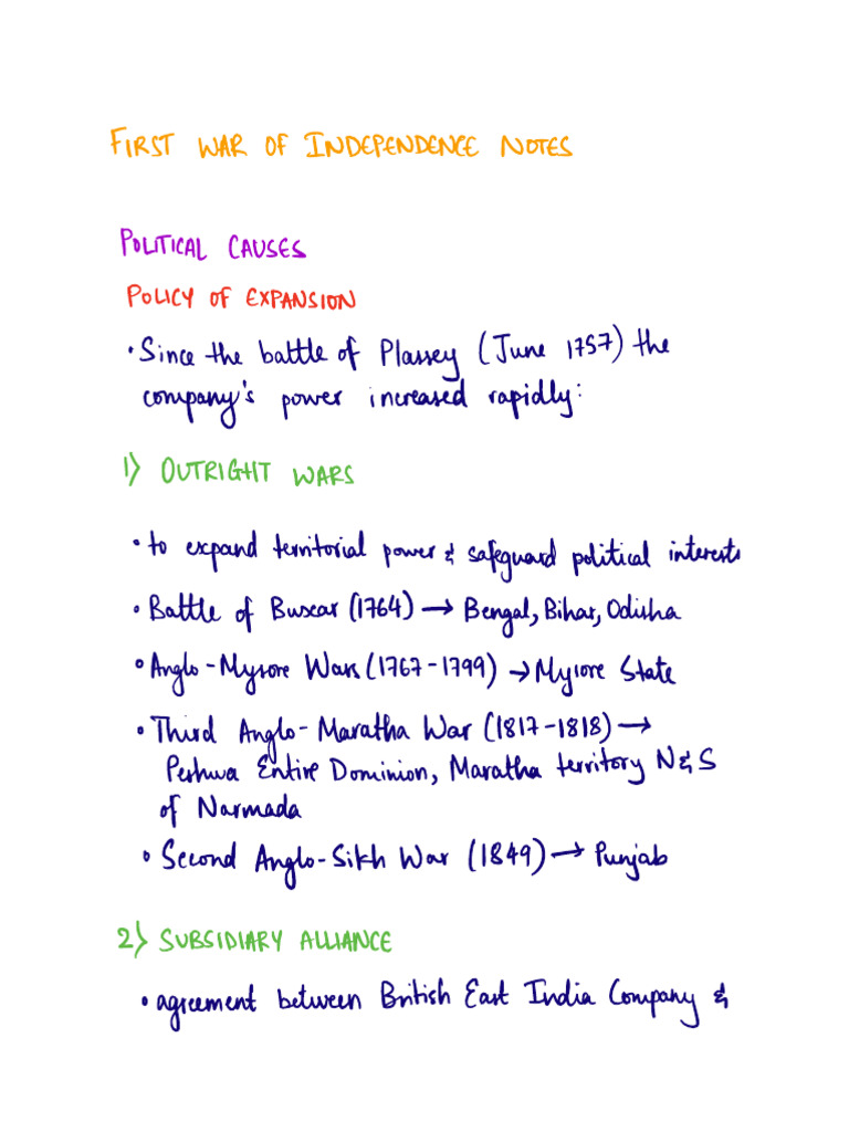 Causes of India's First War of Independence | PDF | British Raj ...