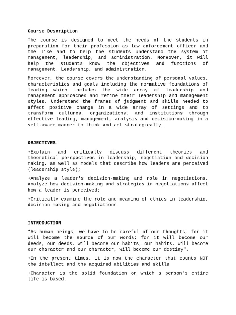 CFLM 02 Character Formation With Leadership Decision Making Management ...