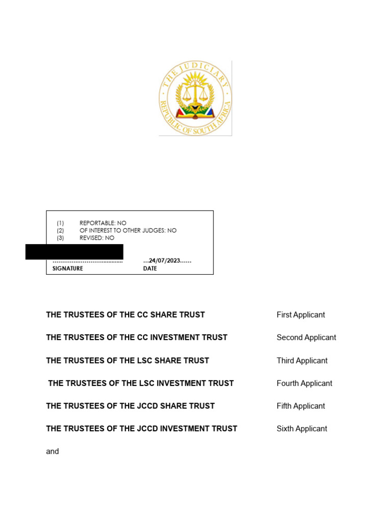 Trustees of The CC Share Trust V CSARS 2023 ZAGPPHC 597 (24 July 2023 ...