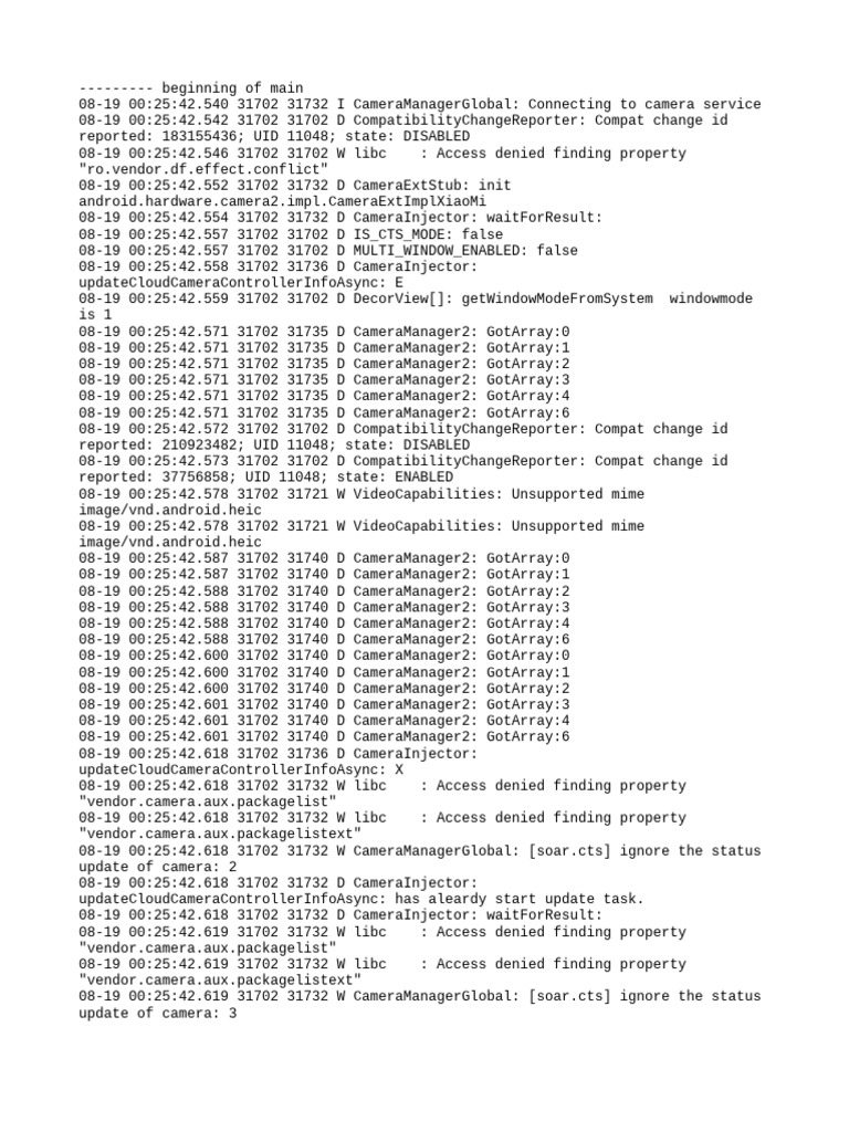 Camera Service Connection Logs | PDF | Computing