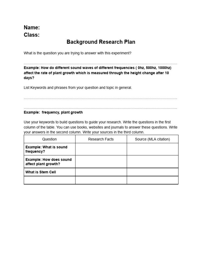 (Template) Background Research Plan | PDF