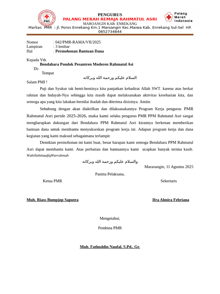 042 Proposal Permintaan Bantuan Dana Untk DIKSAR | PDF