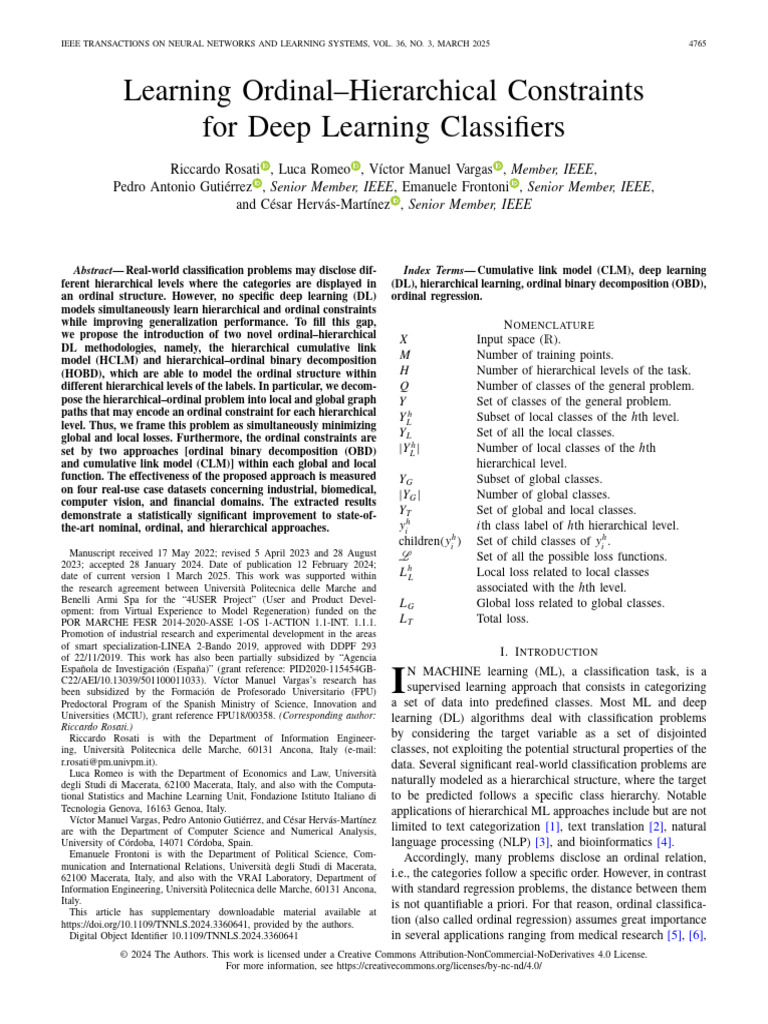 Learning OrdinalHierarchical Constraints For Deep Learning Classifiers | PDF | Statistical ...