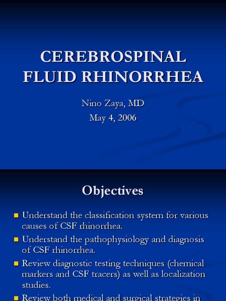 Understanding CSF Rhinorrhea Diagnosis | PDF | Cerebrospinal Fluid ...