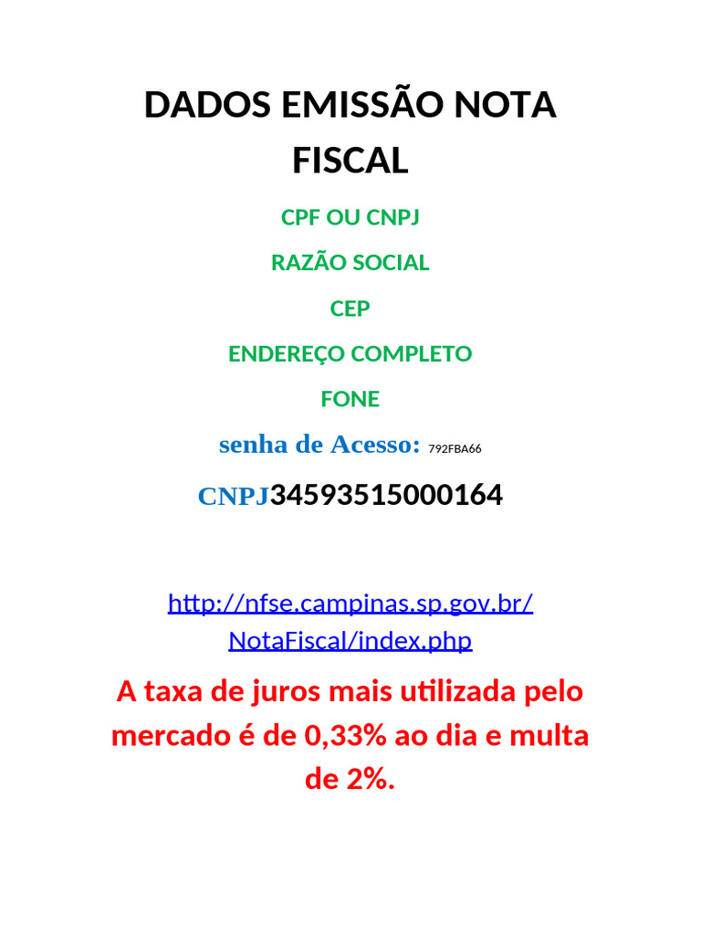 Emissão de Nota Fiscal em Campinas | PDF