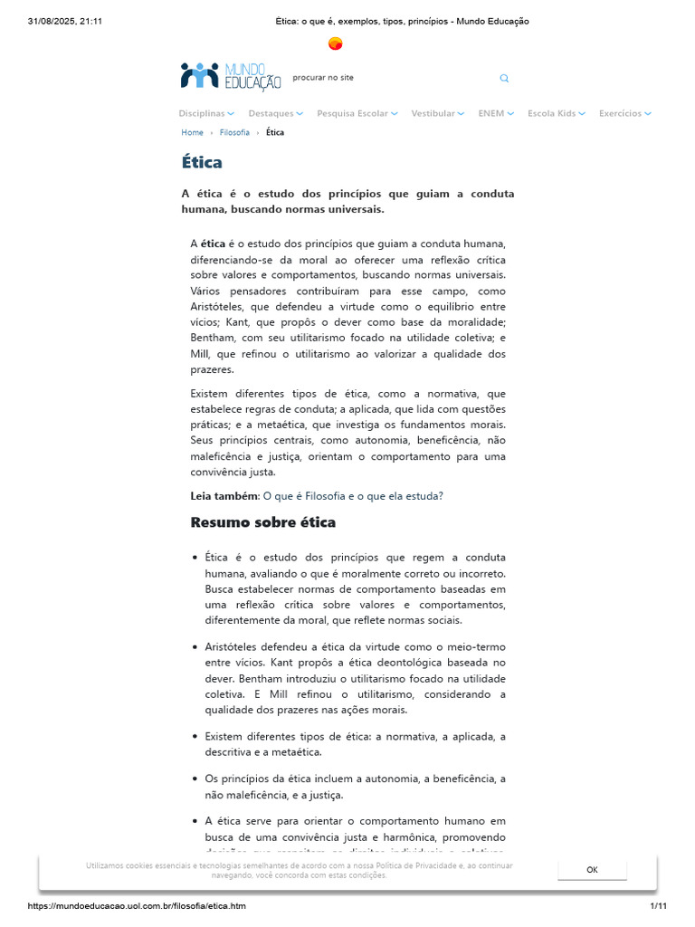 Exemplos e Tipos de Ética | PDF | Utilitarismo | Moralidade