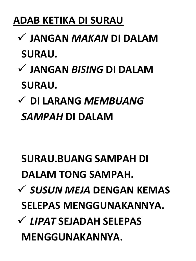 Adab Ketika Di Surau | PDF