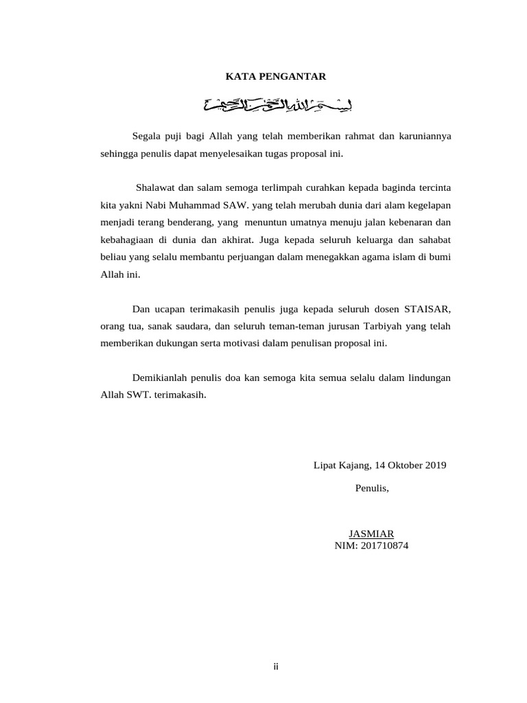 Kata Pengantar Proposal Mia | PDF