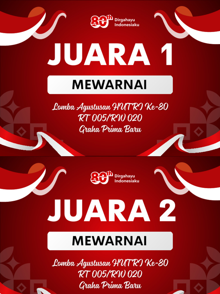 Merah Ilustrasi Bendera Pengumuman Juara Lomba Agustusan HUT Indonesia ...