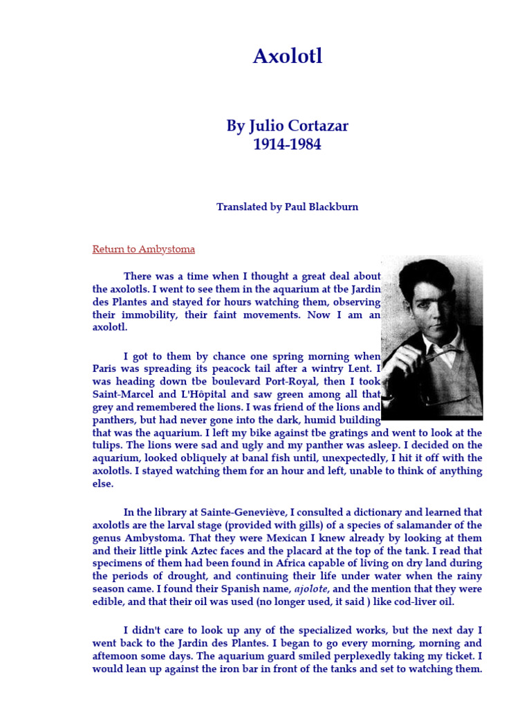 Cortázar's Axolotl: A Metamorphic Tale | PDF