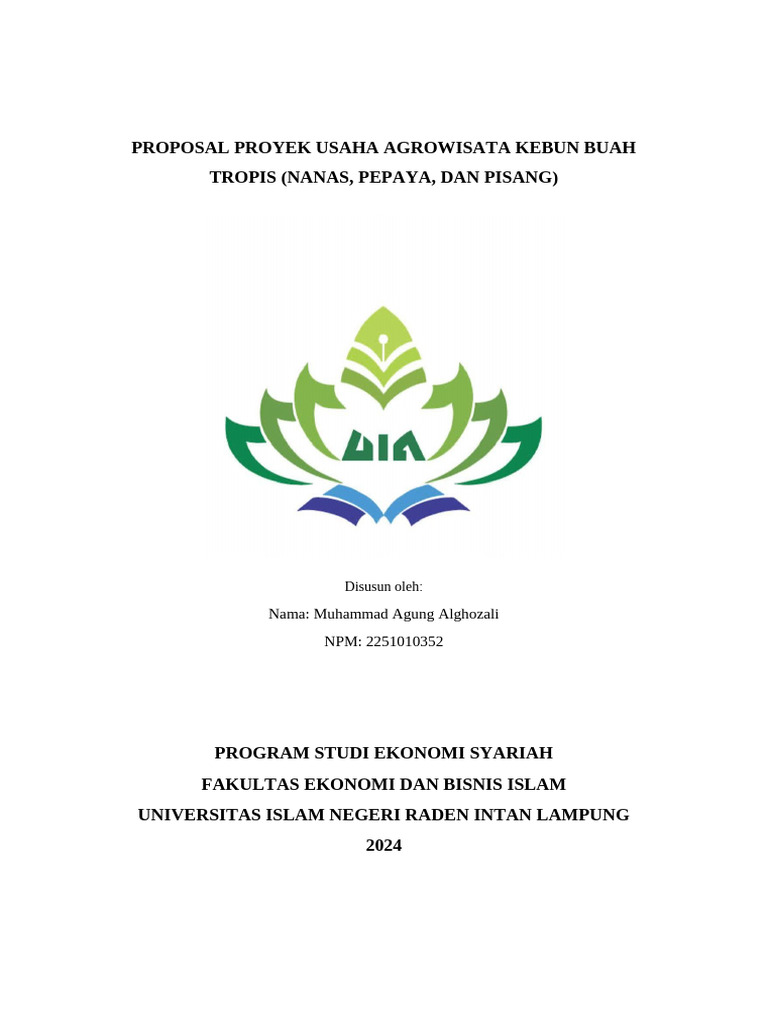 Proposal Proyek Usaha Wisata Agro Kebun Buah Tropis | PDF